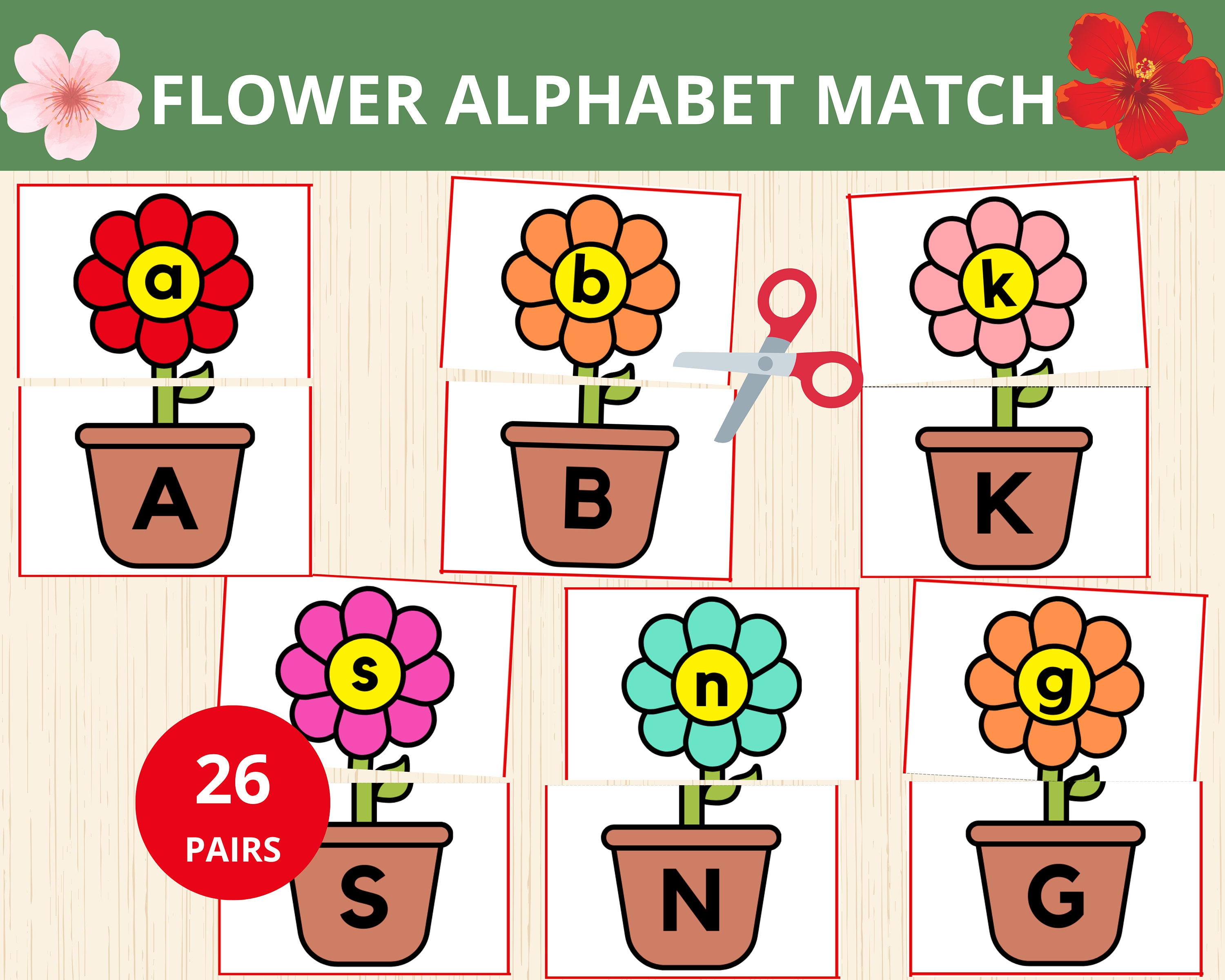 Flower Alphabet Match, Spring Preschool Activity,alphabet Matching Game ...