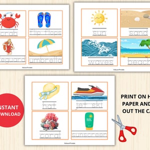Summer Word Tracing Cards,tracing Cards,summer Montessori,summer ...