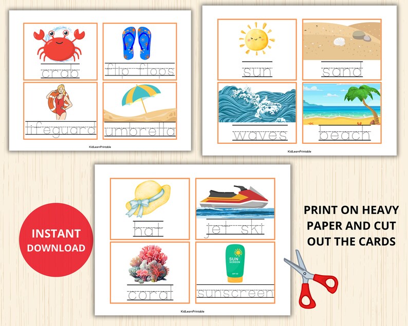 Summer Word Tracing Cards,tracing Cards,summer Montessori,summer ...