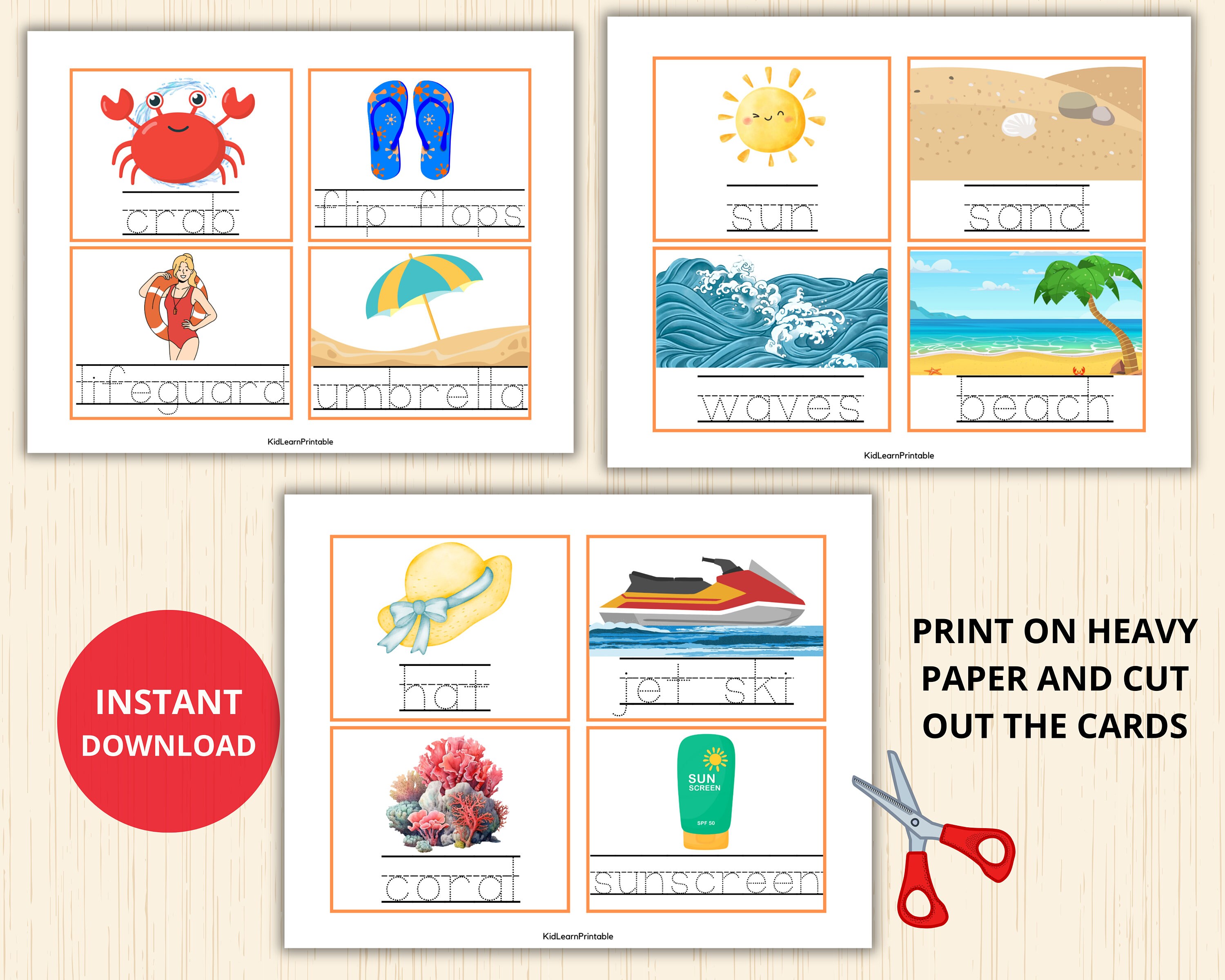 Summer Word Tracing Cards,tracing Cards,summer Montessori,summer ...