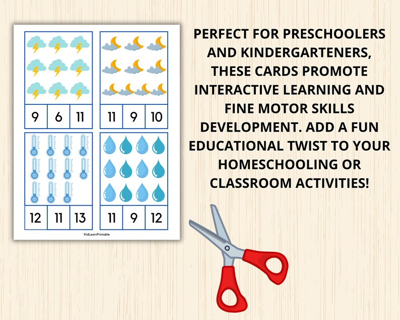 Weather Count and Clip Cards,numbers 1-10,preschool,weather Activities ...
