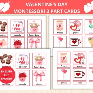 Montessori 3 Part Valentine's Day Cards, Flashcards, Montessori ...