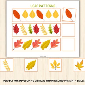 Leaf Patterns,leaves Montessori,pattern Worksheets,homeschool Learning ...