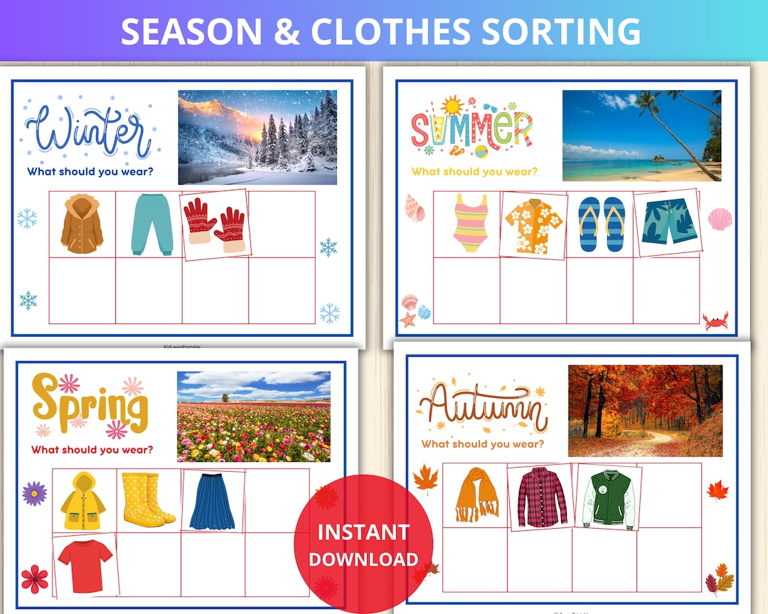 Seasons and Clothes Sorting Activity,learn Season,weather Dress up Game ...