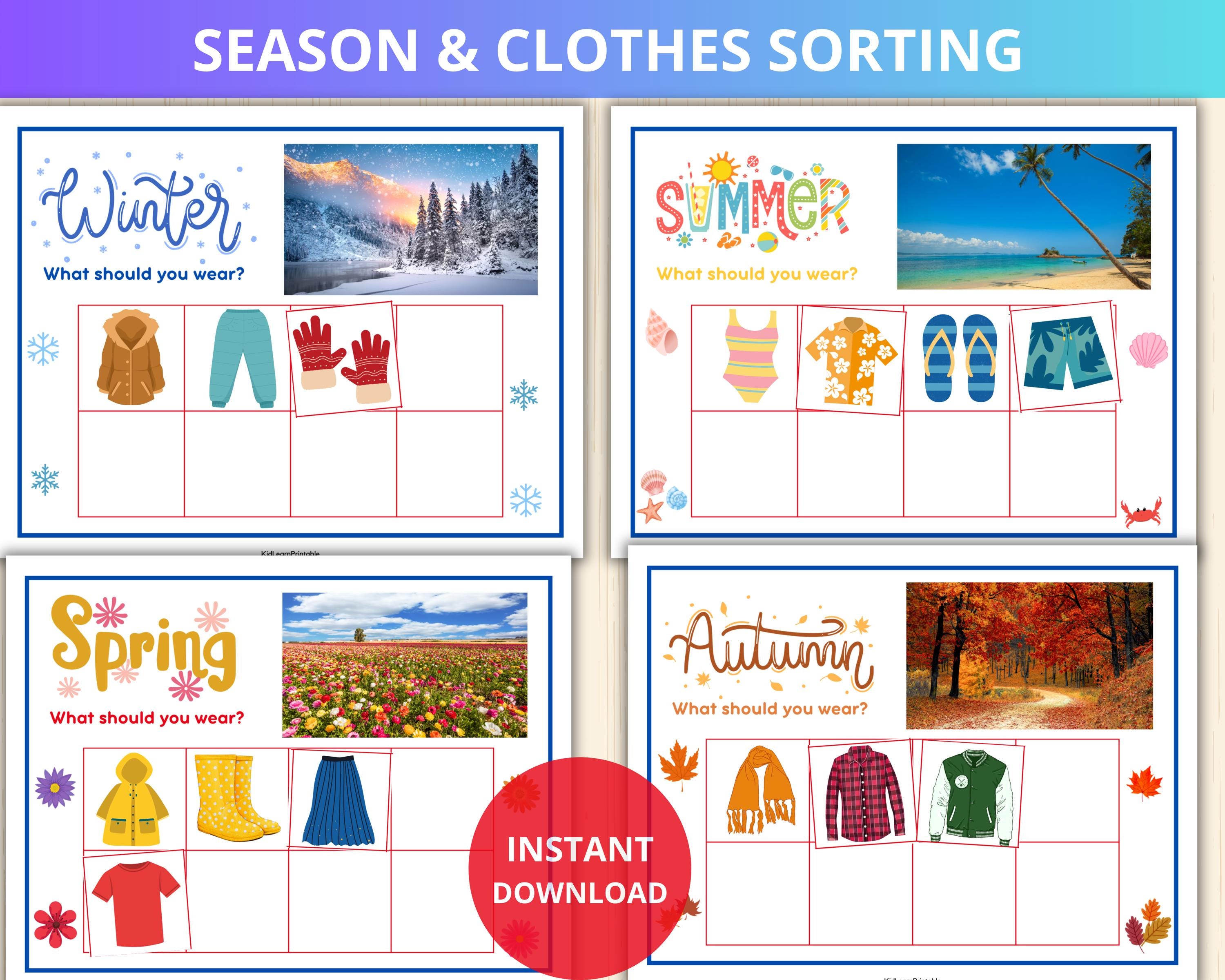 Clothes Sorting Activity,season Wear Activities,weather Dress up Game ...