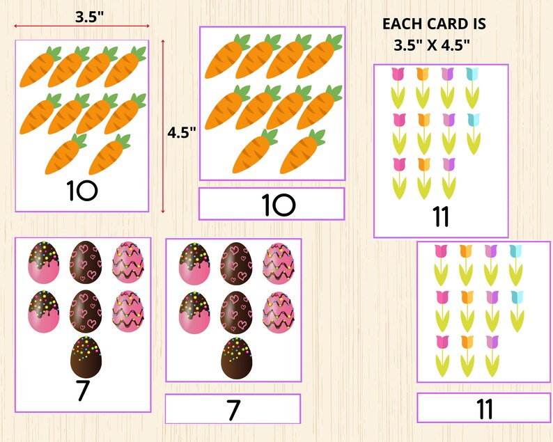 Number Flash Cards,number 3 Part Cards,easter Flashcards,easter 3 Part ...