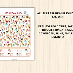 Ice Cream I Spy,ice Cream Activity,summer I Spy,summer Preschool ...