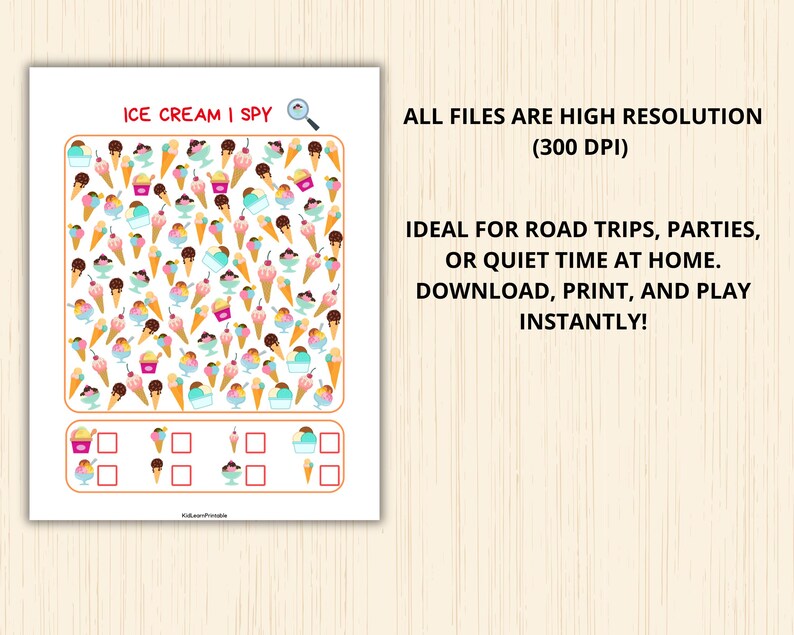 Ice Cream I Spy,ice Cream Activity,summer I Spy,summer Preschool ...