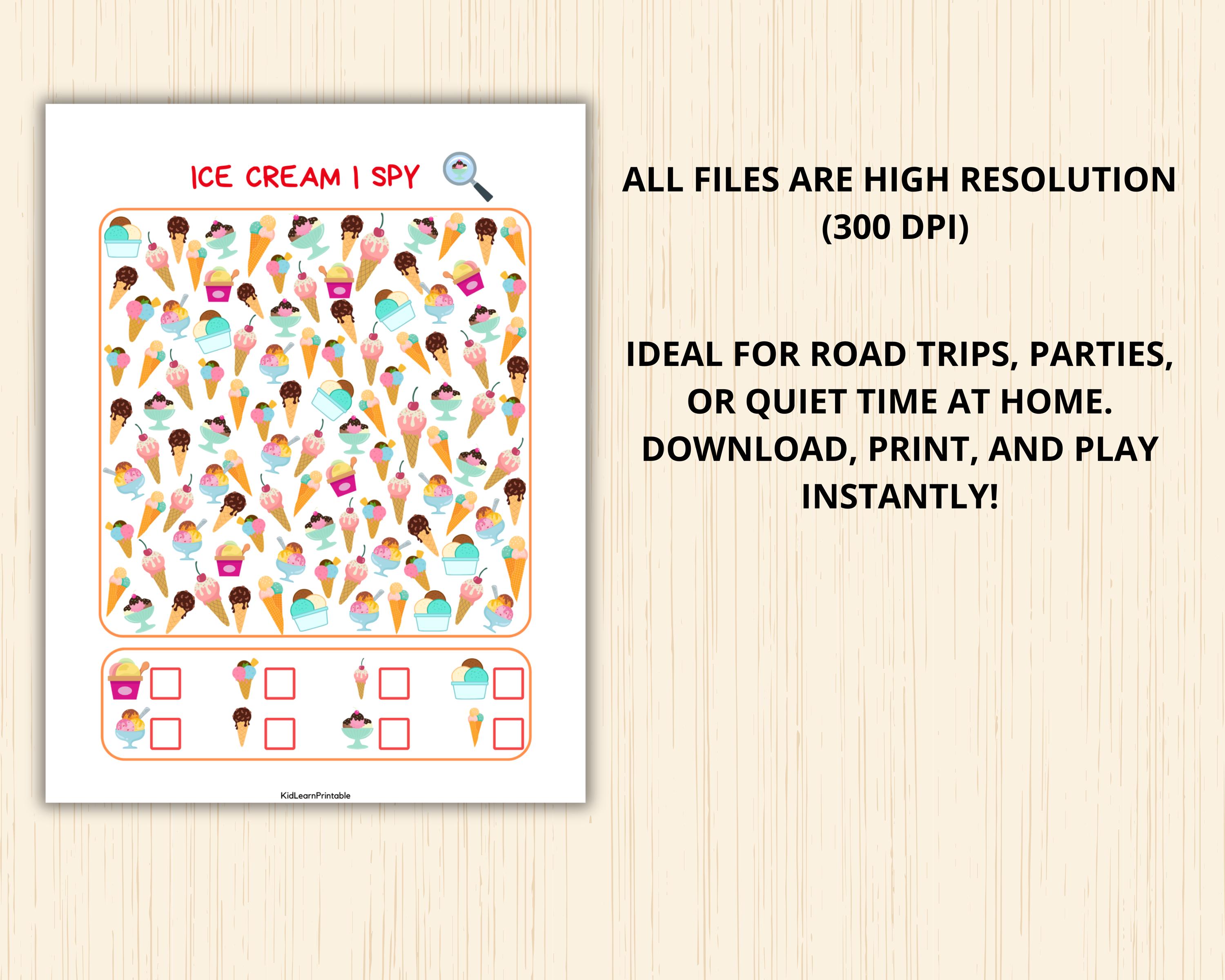 Ice Cream I Spy,ice Cream Activity,summer I Spy,summer Preschool ...