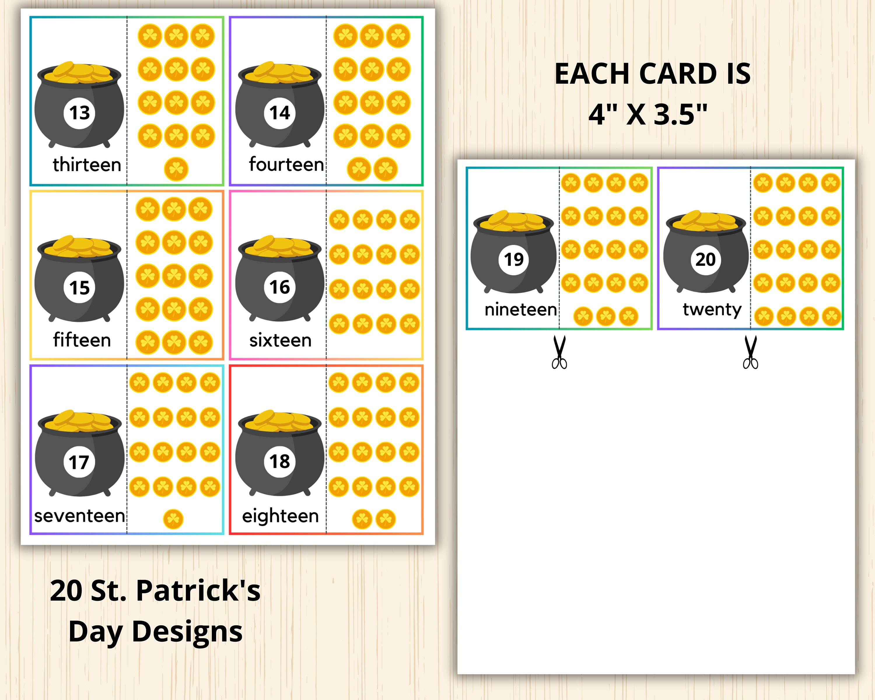 Numbers Matching Game, St. Patrick's Day Math,learn to Count, Preschool ...