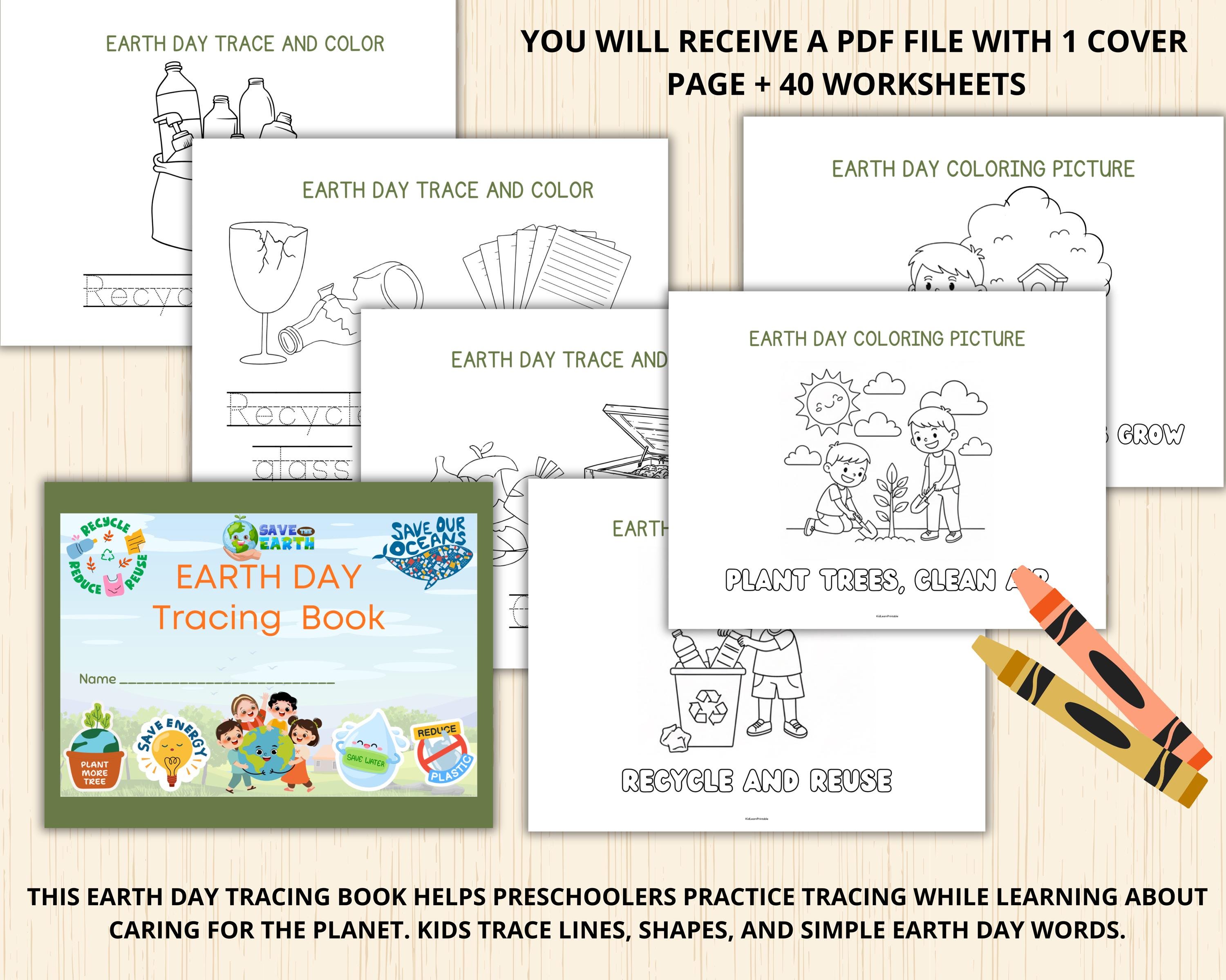 Earth Day Tracing Worksheets,earth Day Preschool Tracing,handwriting ...