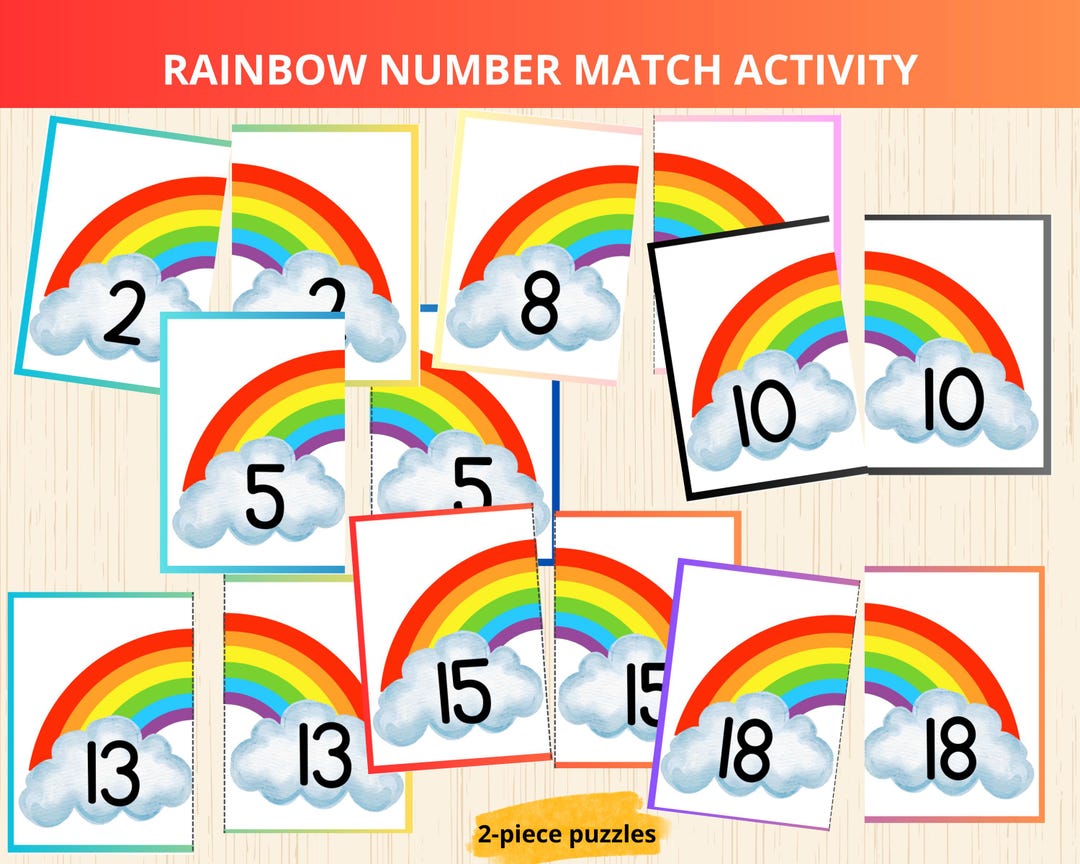 Rainbow Number Matching,spring Preschool Math,rainbow Math Activity ...