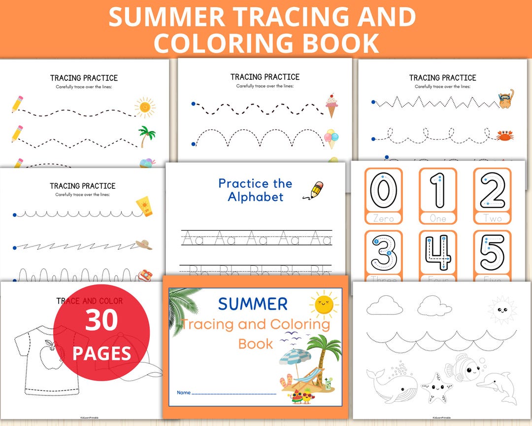 Summer Tracing Practice,summer Tracing Strips,summer Lines Tracing ...