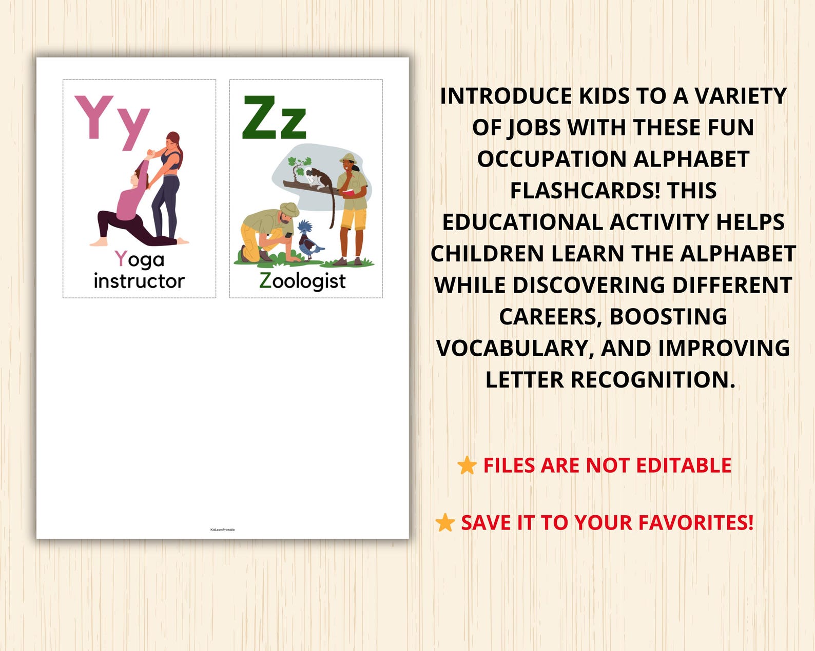 Occupation Alphabet Flashcards,alphabet Job Flashcards,profession Abc ...