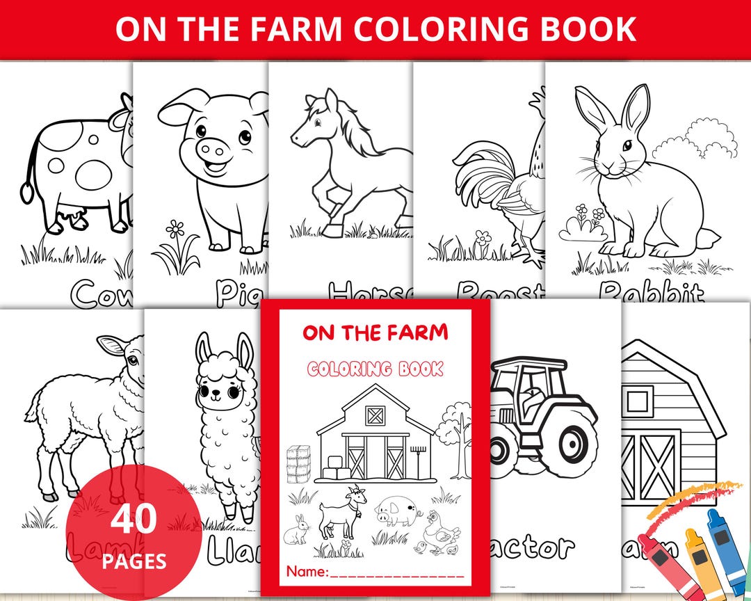 Farm Animal Coloring Pages,farm Coloring Book,farm Activity Sheet ...