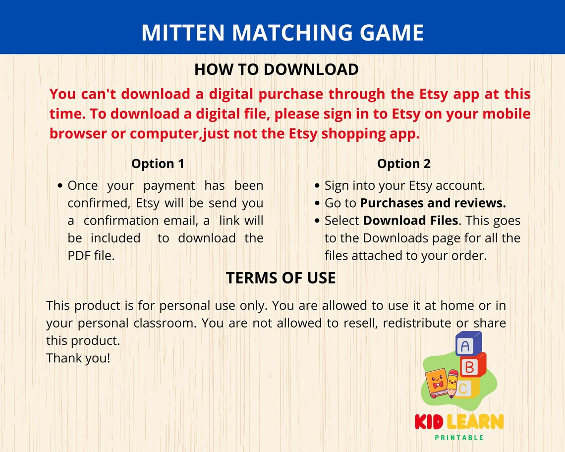 Mitten Matching Game,winter Matching Game,winter Preschool Activity ...