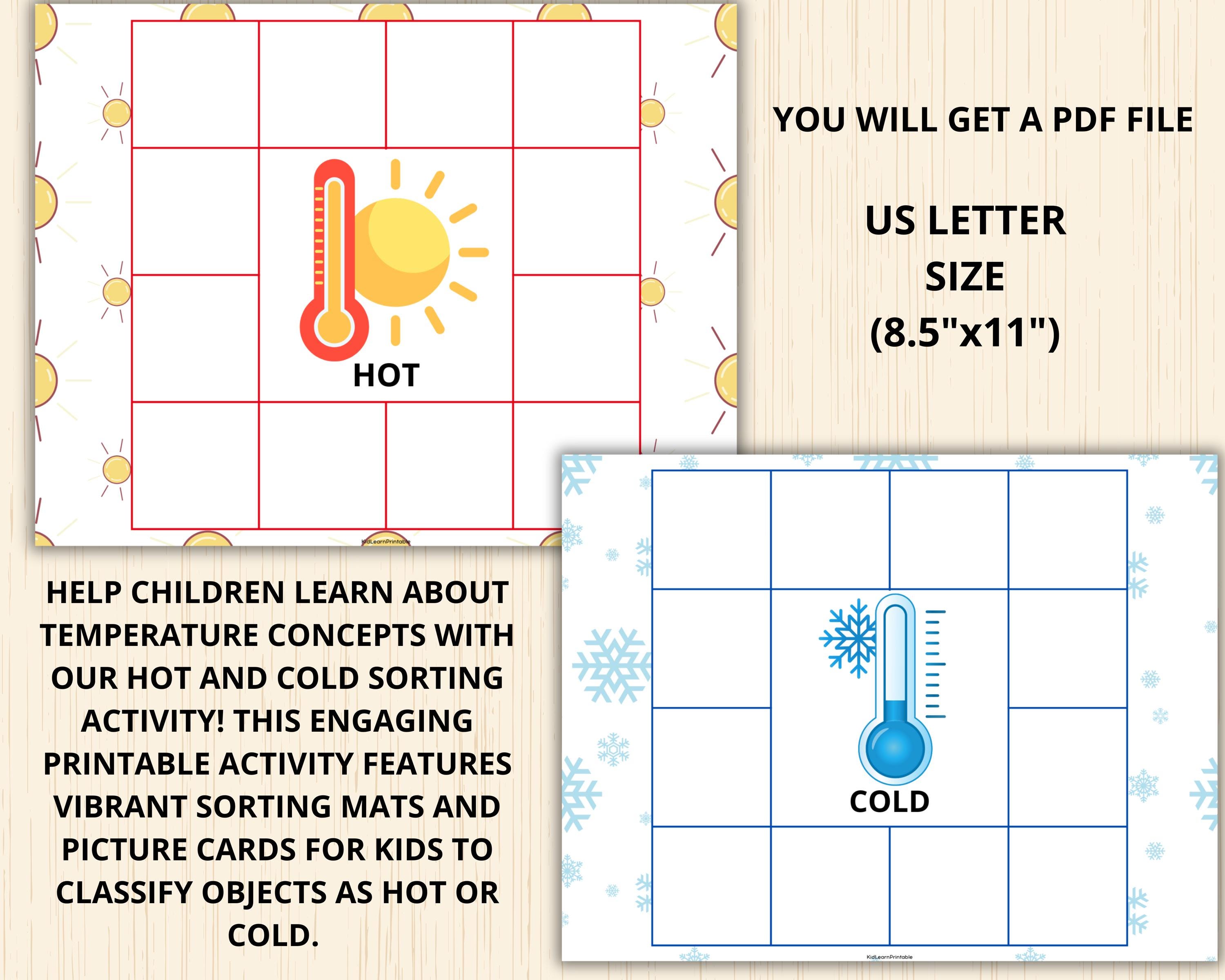 Hot and Cold Sorting,hot and Cold Activity Pack for Kids,preschool ...