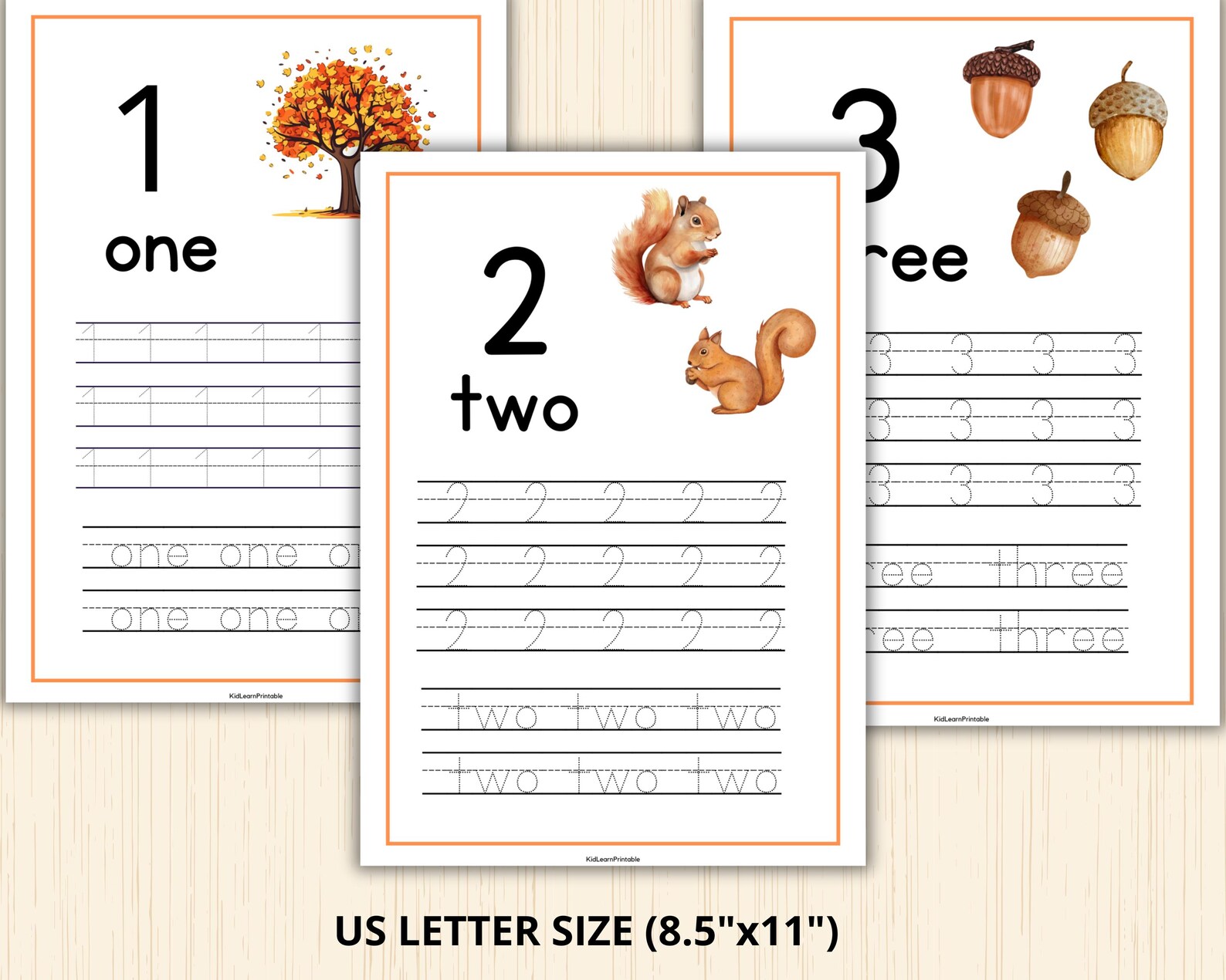 Fall Number Tracing Worksheets,autumn Numbers Writing Practice ...