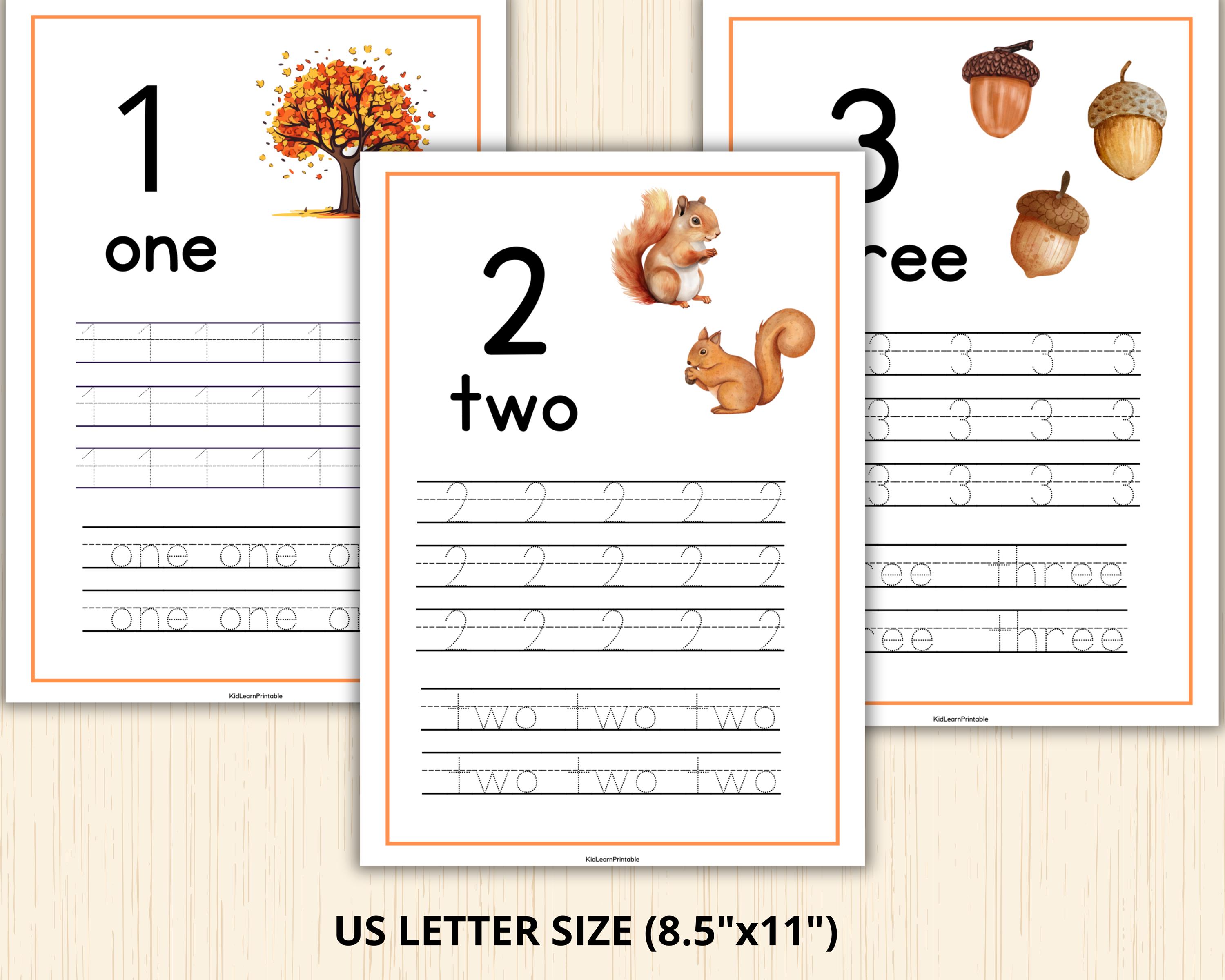 Fall Number Tracing Worksheets,autumn Numbers Writing Practice ...