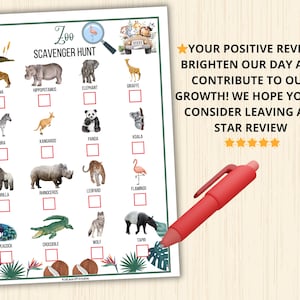 Zoo Scavenger Hunt,treasure Hunt,zoo Animals Hunt,animal Scavenger Hunt ...