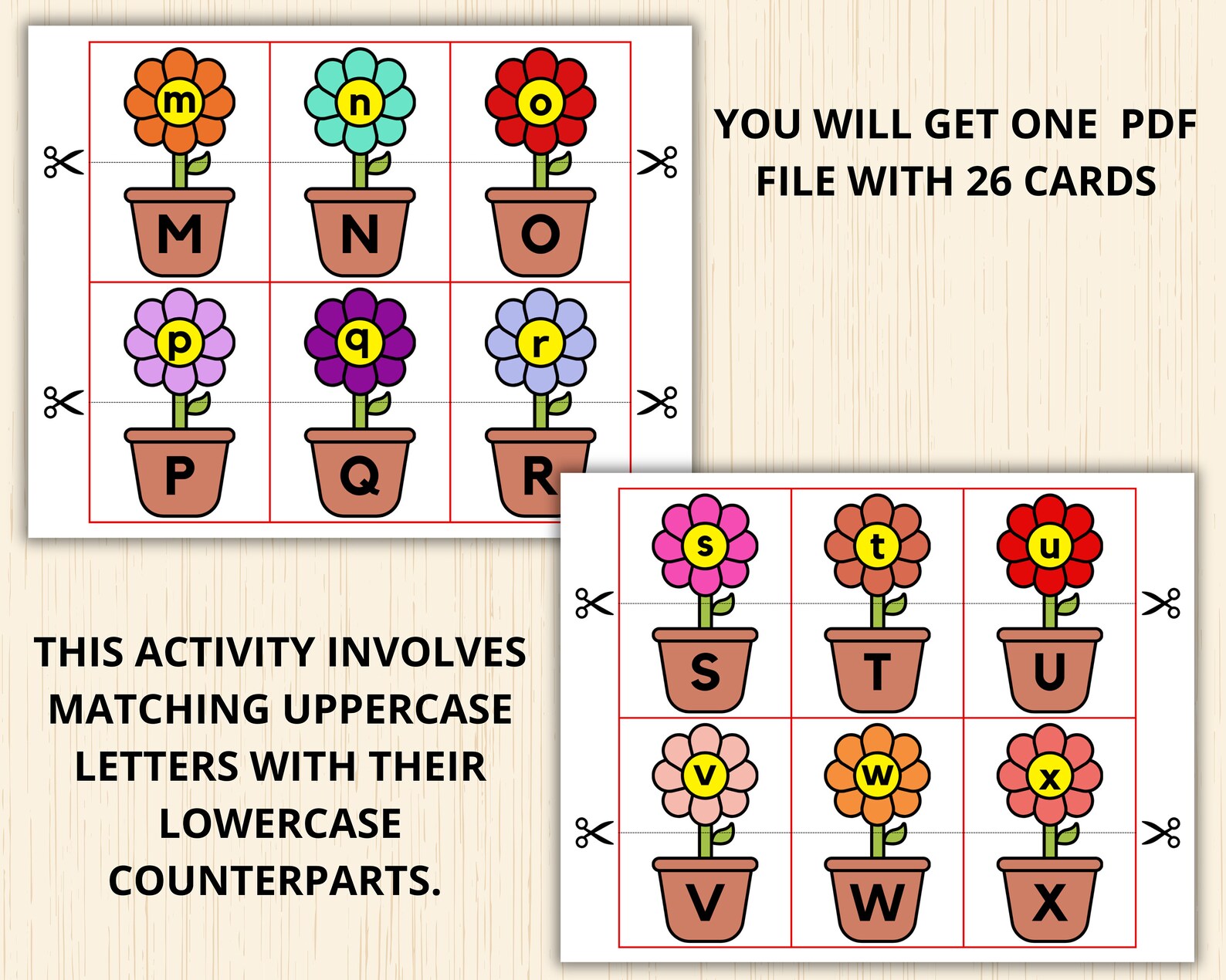 Flower Alphabet Match, Spring Preschool Activity,alphabet Matching Game ...