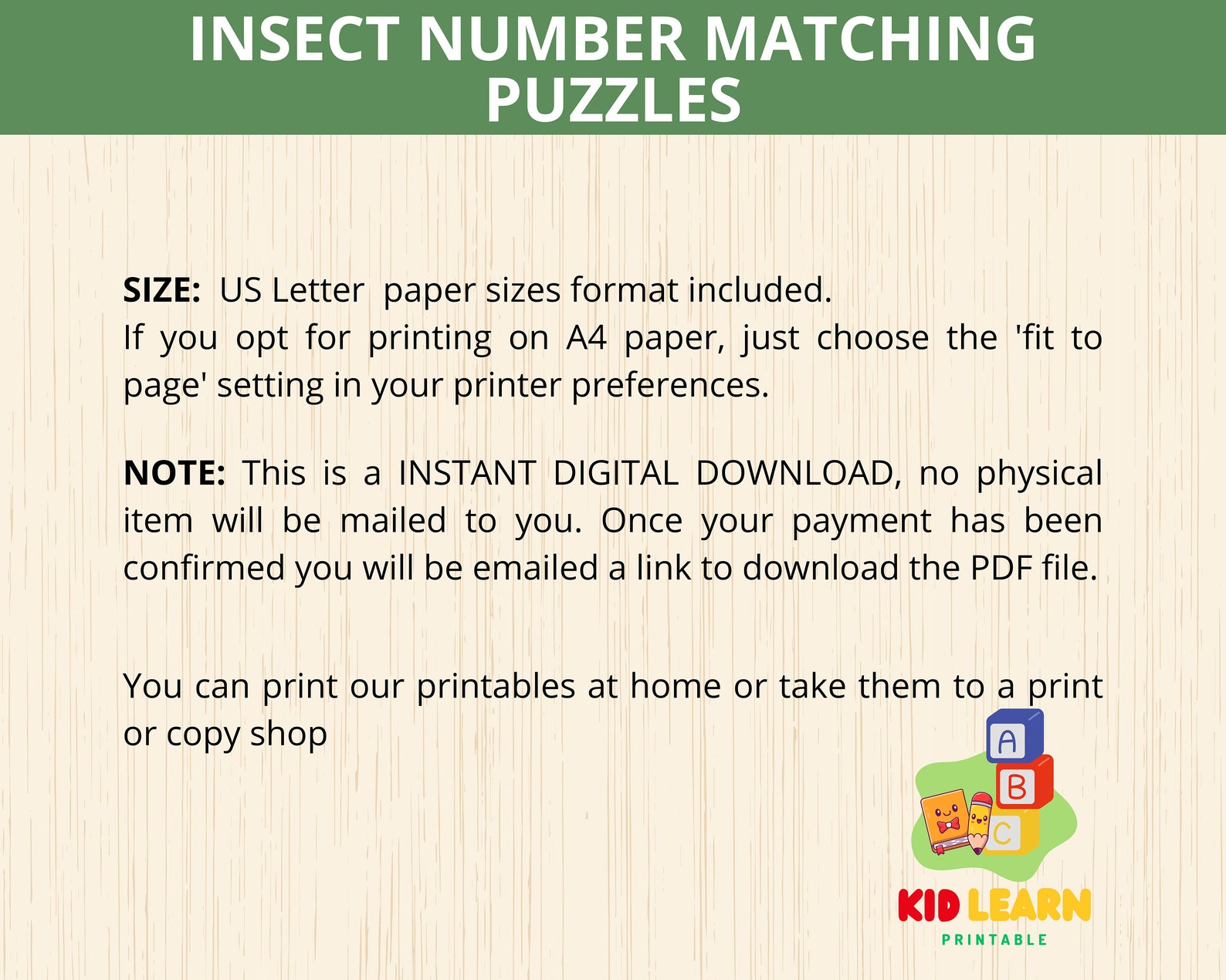 Insect Number Matching,spring Puzzle,counting Activity,preschool,number ...