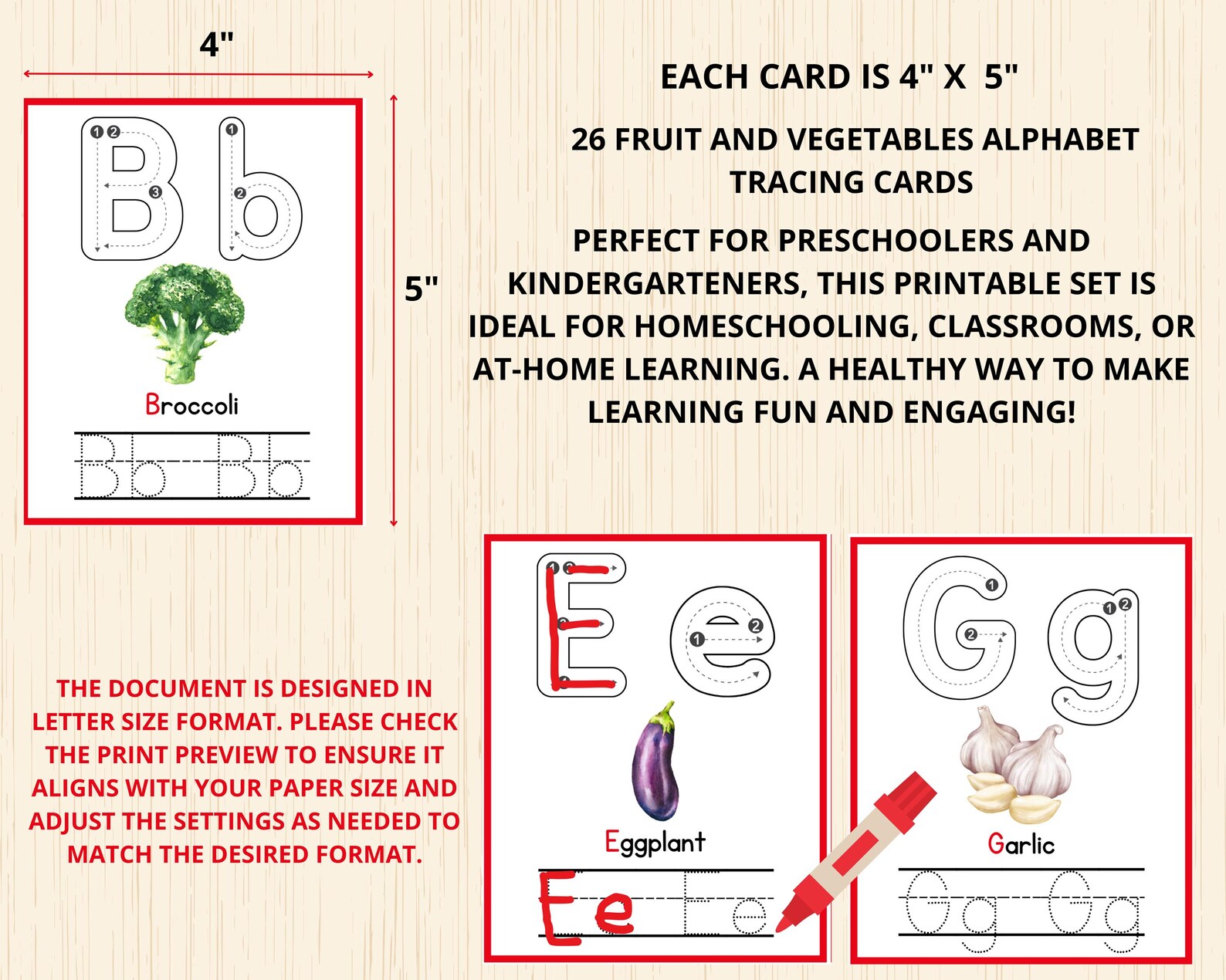 Fruit Alphabet Tracing Cards,alphabet Tracing Worksheets,fruits and ...