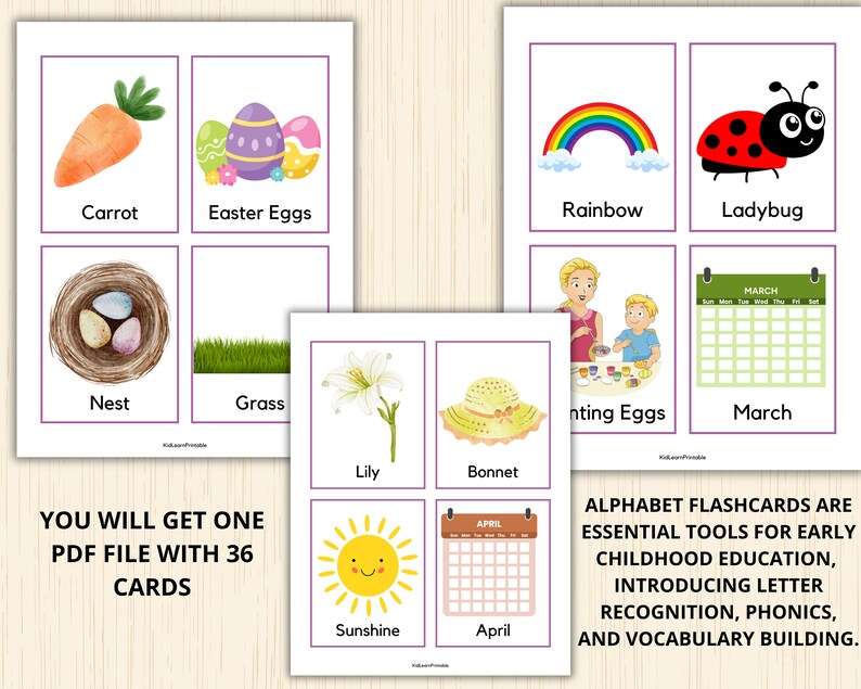 Easter Montessori Flashcards for Kids Easter Flash Cards Spring ...