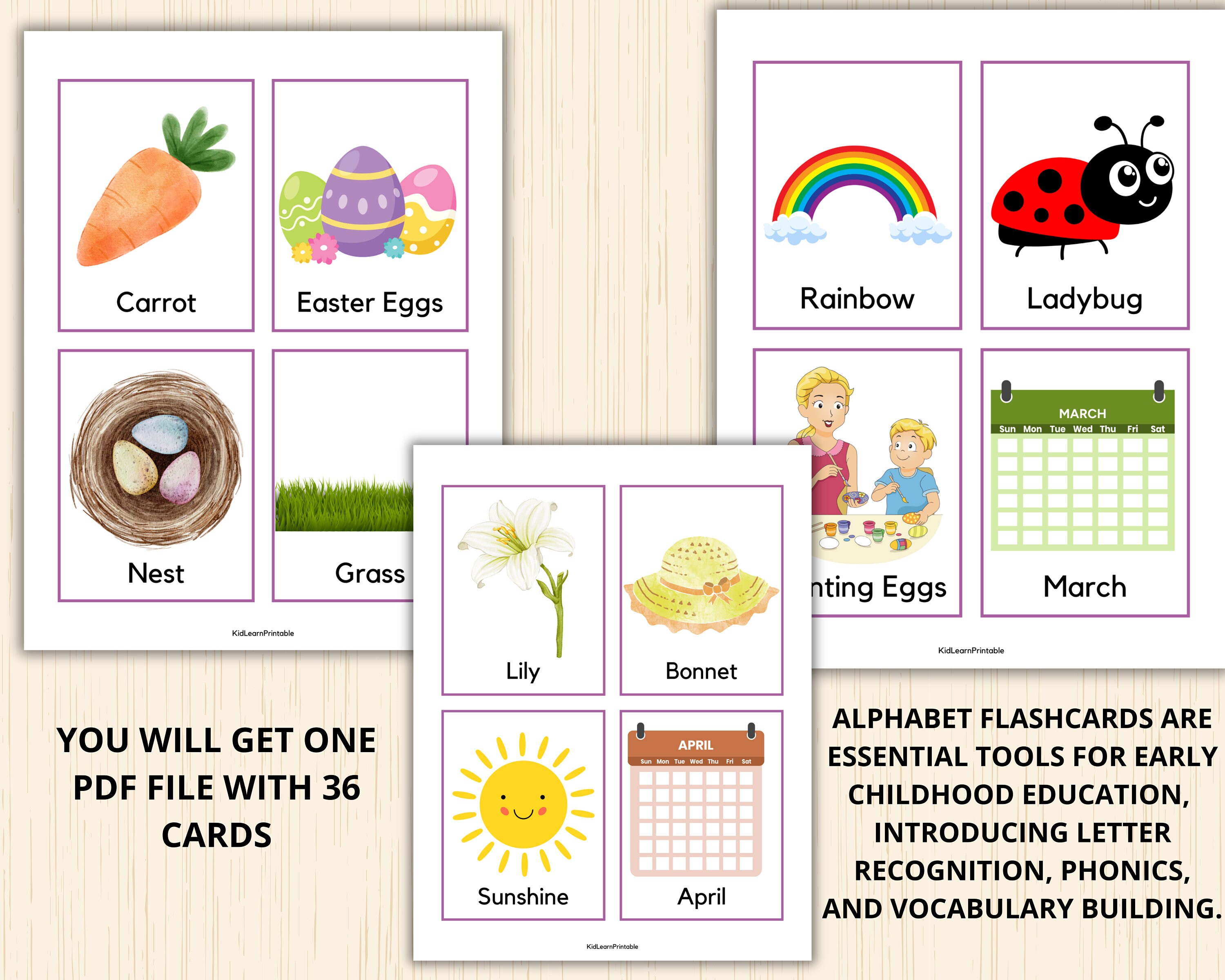 Easter Montessori Flashcards for Kids Easter Flash Cards Spring ...