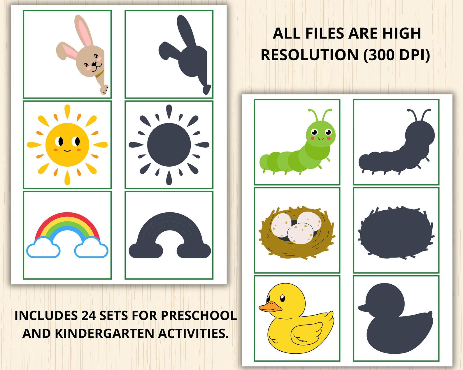 Spring Shadow Matching Cards, Spring Shadow Matching Activity ...