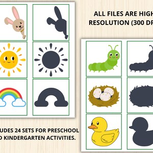 Spring Shadow Matching Cards, Spring Shadow Matching Activity ...