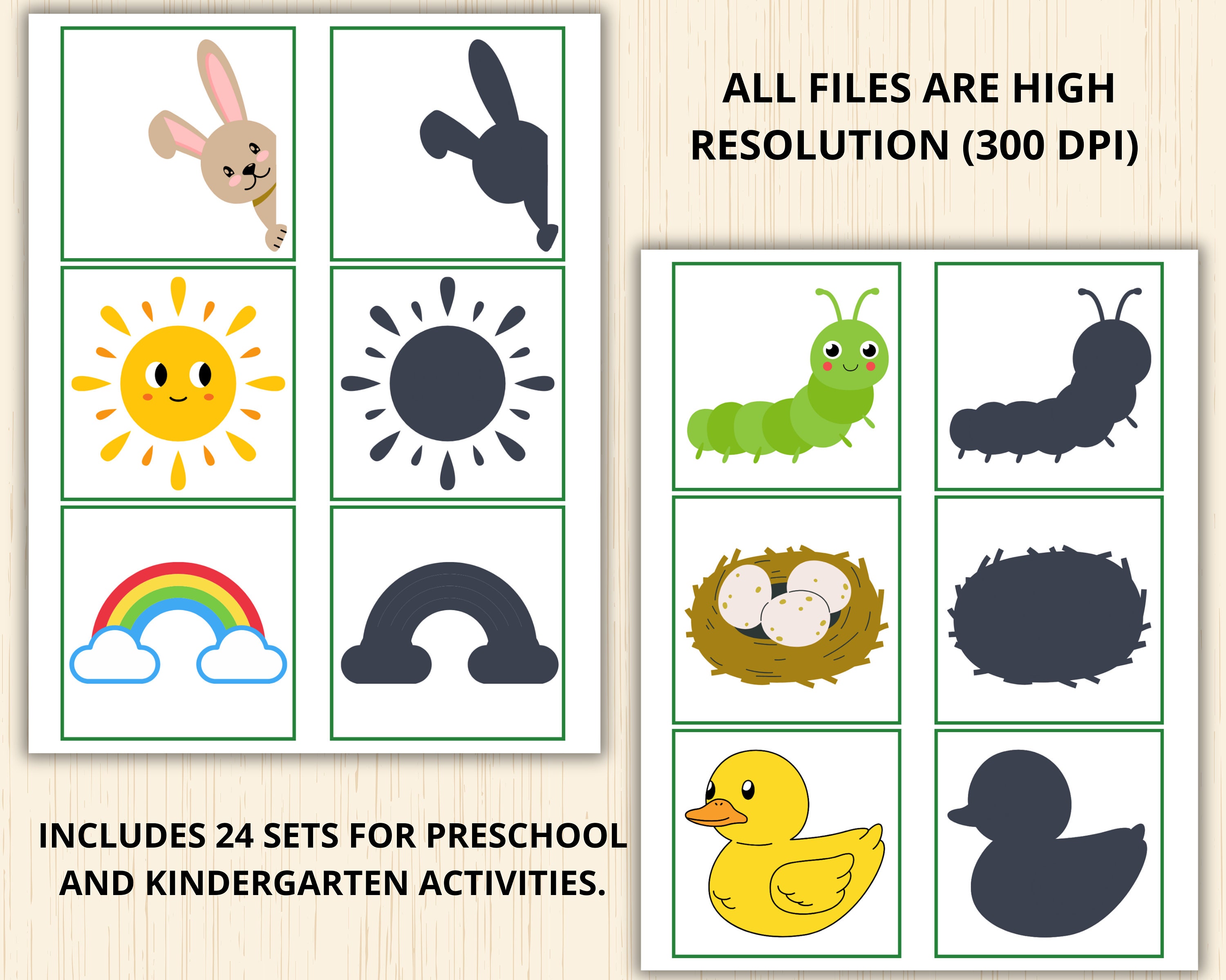 Spring Shadow Matching Cards, Spring Shadow Matching Activity ...