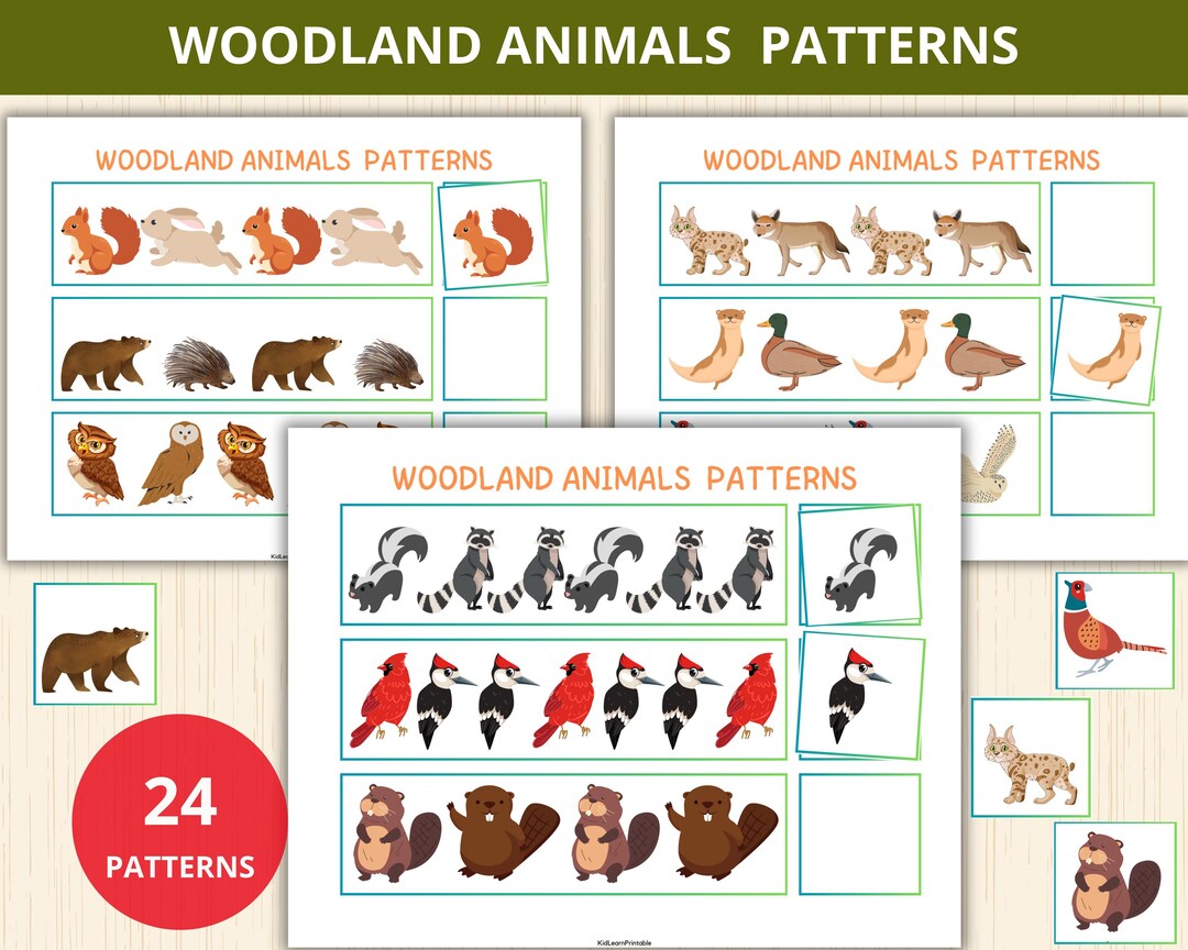 Woodland Animals Patterns,forest Animals Preschool,what Comes Next ...