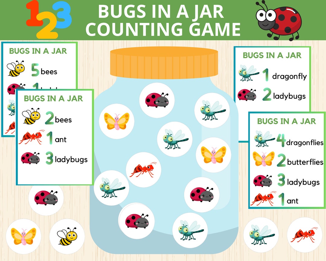 Bug in a Jar Counting Activity, Pretend Play,insect Busy Book, Bug Unit ...