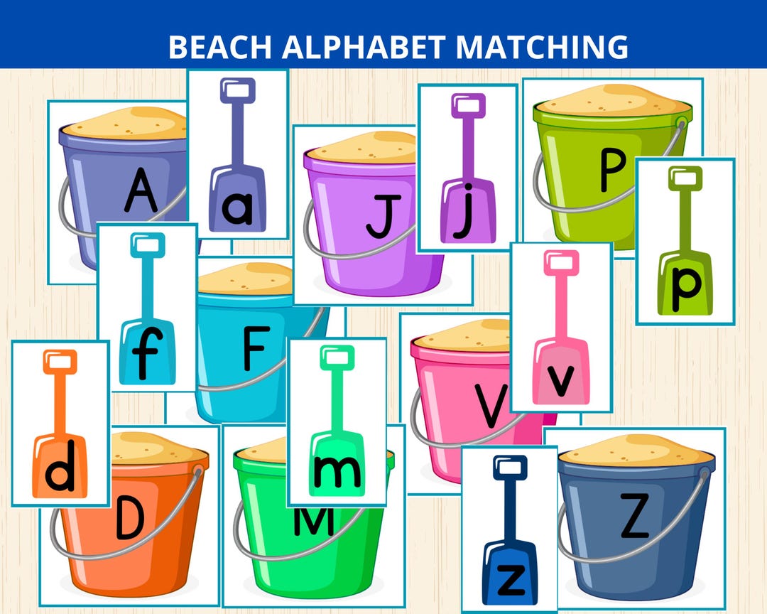 Beach Alphabet Matching,summer Alphabet Match,preschool Alphabet ...