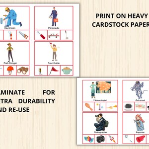 Occupations Cards,community Helpers Clip Card,professions Printable ...