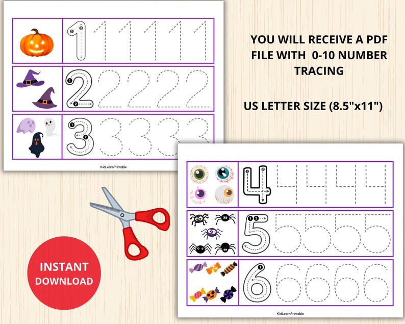 Halloween Number Tracing,handwriting Practice,writing Skills,tracing ...