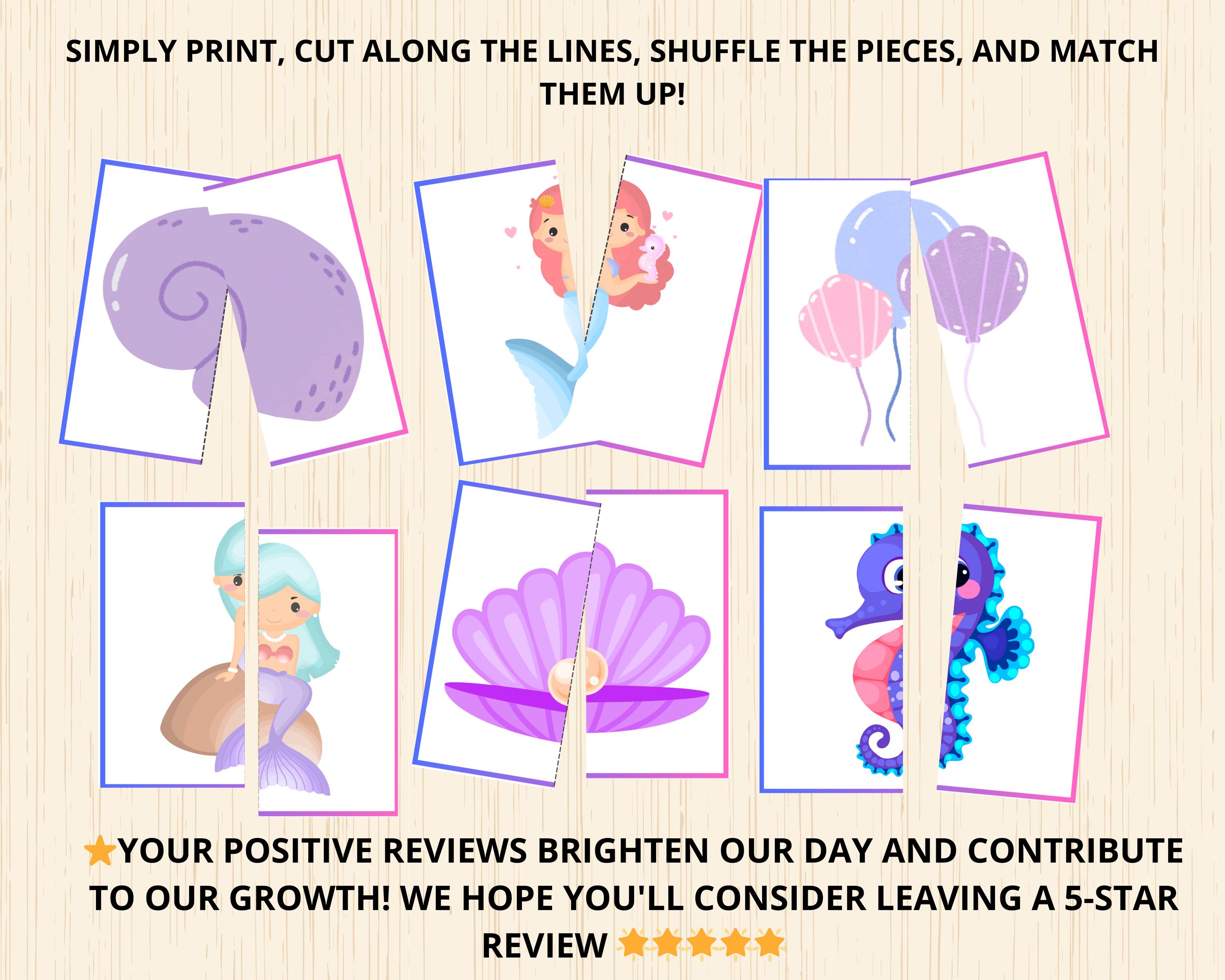 Mermaid Matching Activity,mermaid Matching Game,mermaid Puzzles,mermaid ...