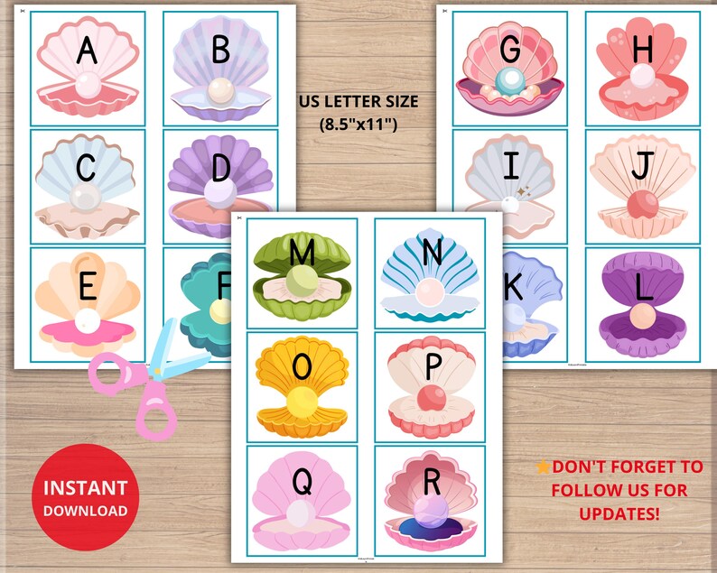 Seashell Alphabet Puzzle,beach Alphabet Matching,seashell Unit Study ...