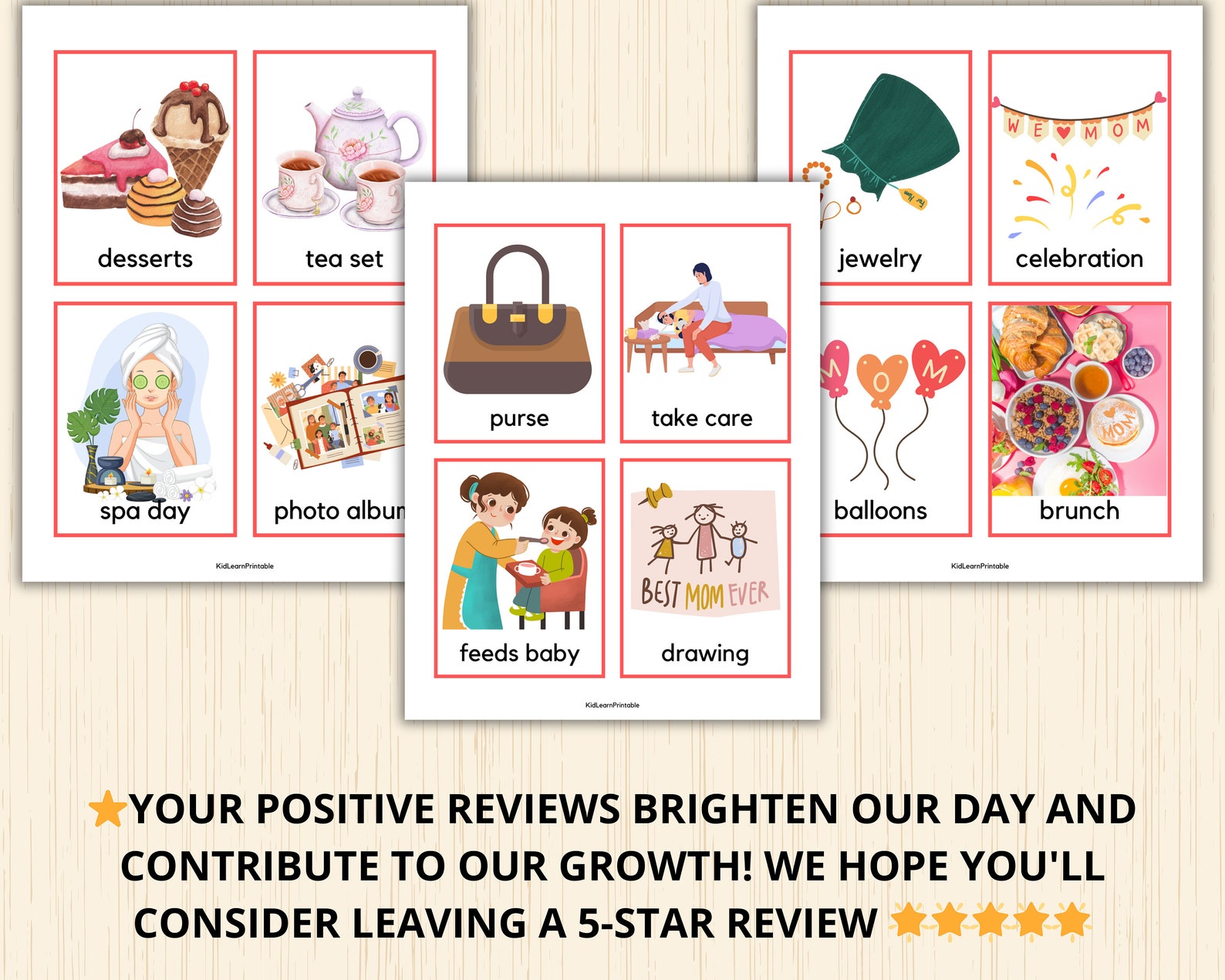 Mother's Day Cards,vocabulary Cards,mother's Day Flashcards, Preschool ...
