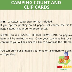 Camping Count and Clip Cards,numbers 1-20,camping Flashcards,summer ...