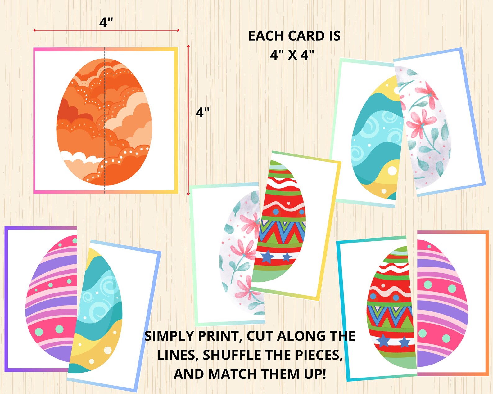 Easter Eggs Matching Game, Easter Egg Puzzle, Easter Eggs Symmetry ...