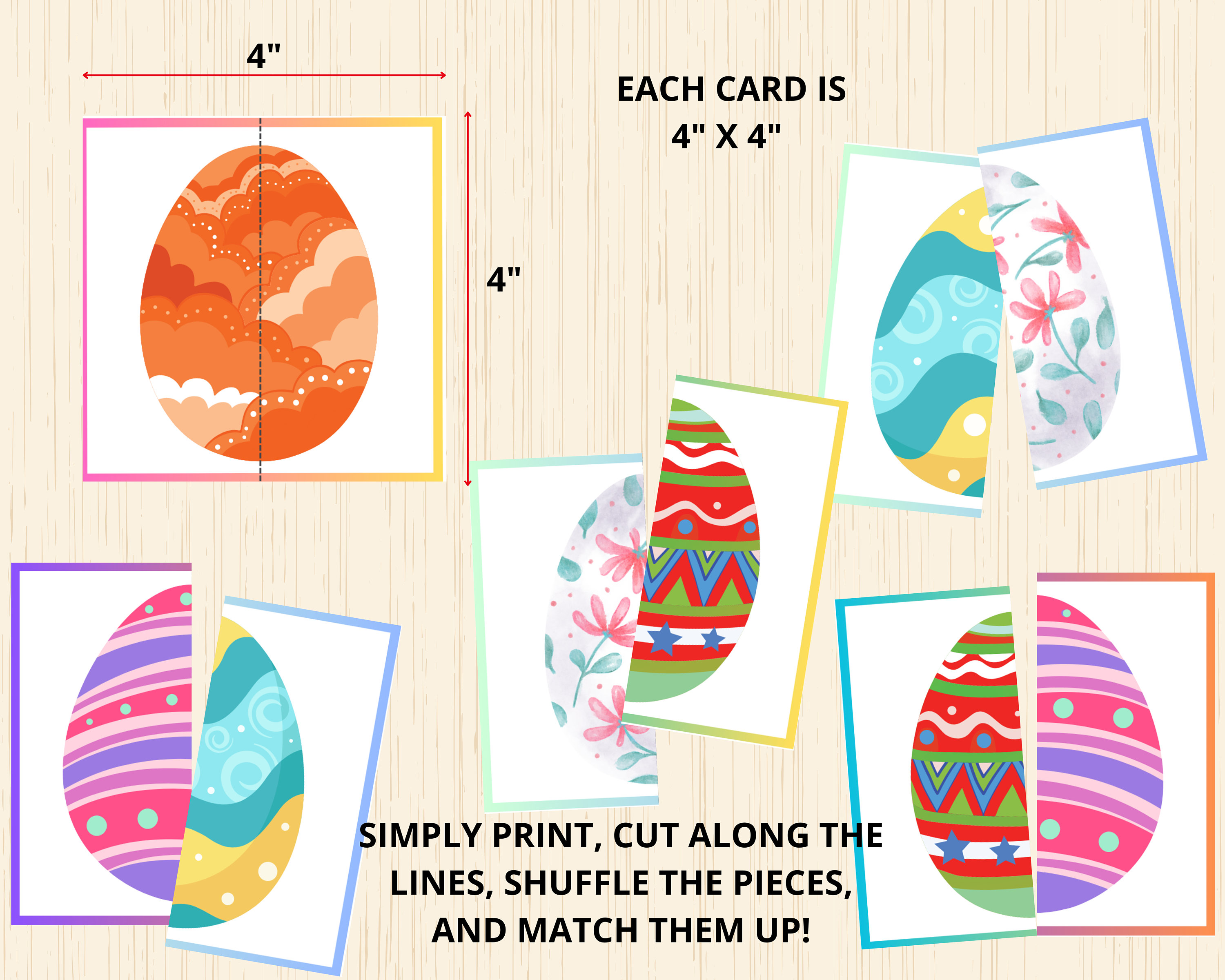 Easter Eggs Matching Game, Easter Egg Puzzle, Easter Eggs Symmetry ...