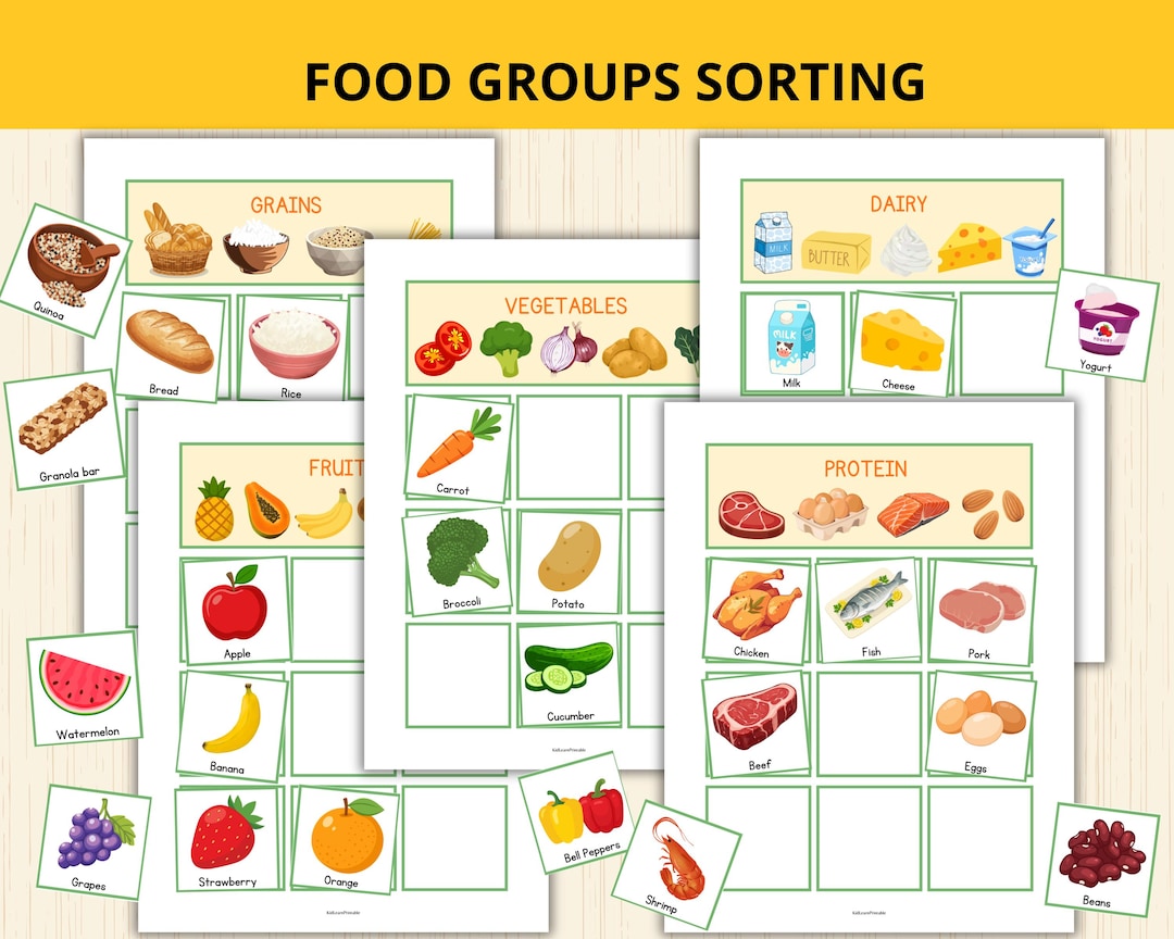 Food Groups Sorting,nutrition Activity Kids,preschool Nutrition Sorting ...