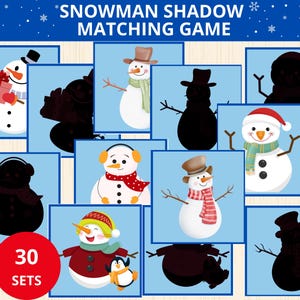 Winter Shadow Matching,christmas Winter Game,snowman Shadow Matching ...