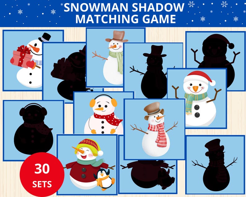 Winter Shadow Matching,christmas Winter Game,snowman Shadow Matching ...