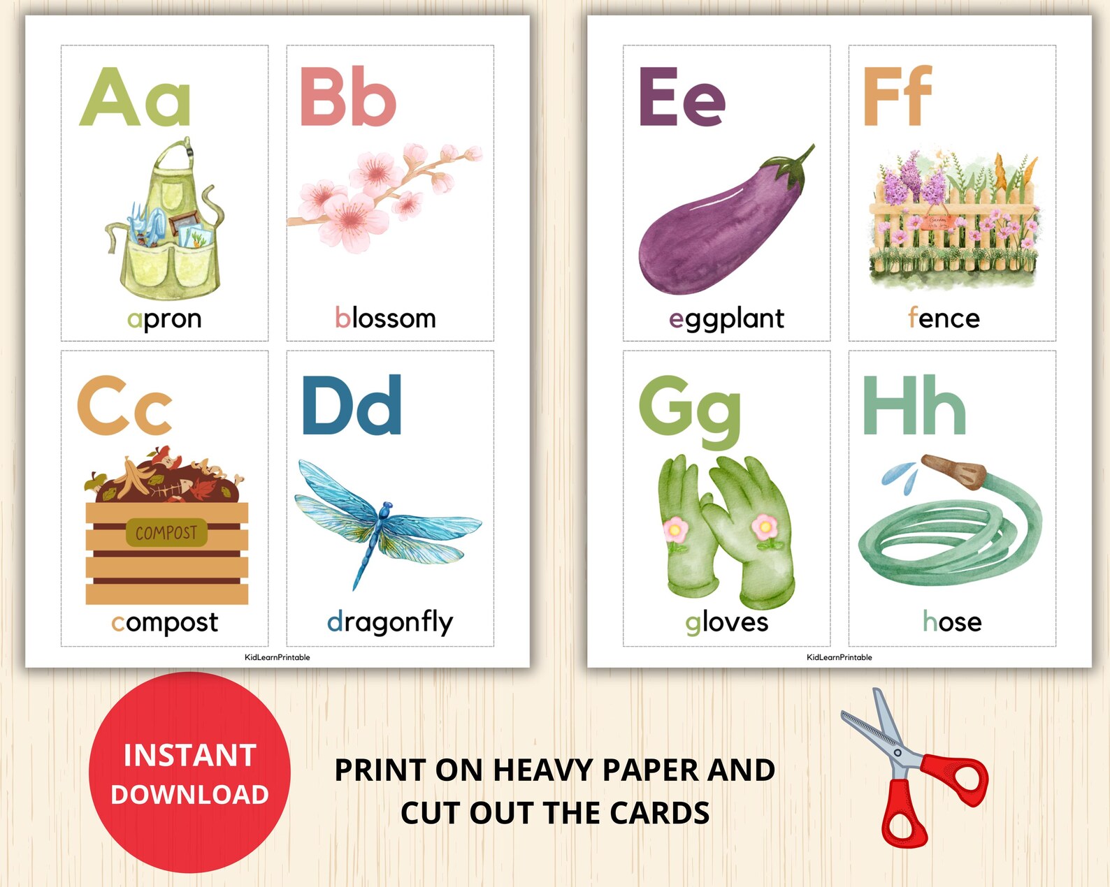 Garden Alphabet Cards,nature Flashcard,abc Flashcard,alphabet Cards for ...