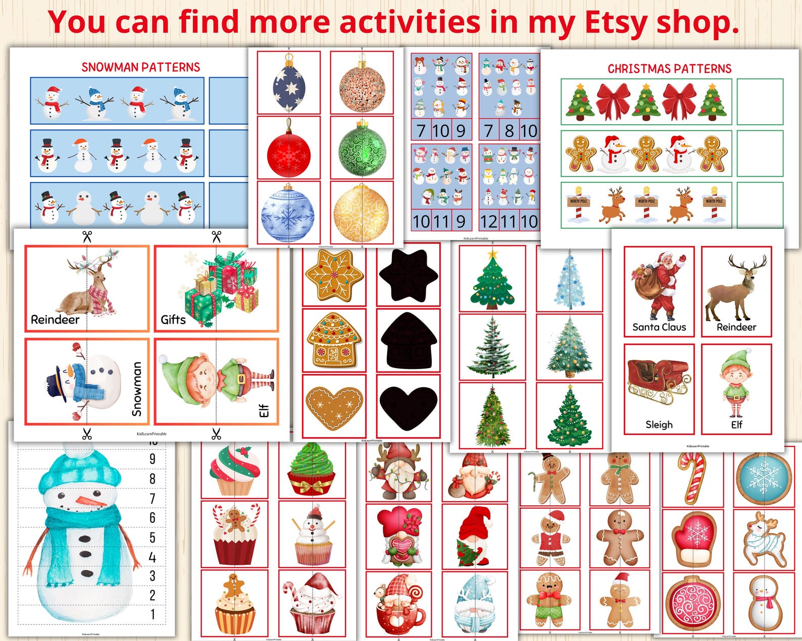 Christmas Flashcard,winter Flashcard,christmas Montessori Prek,holiday ...