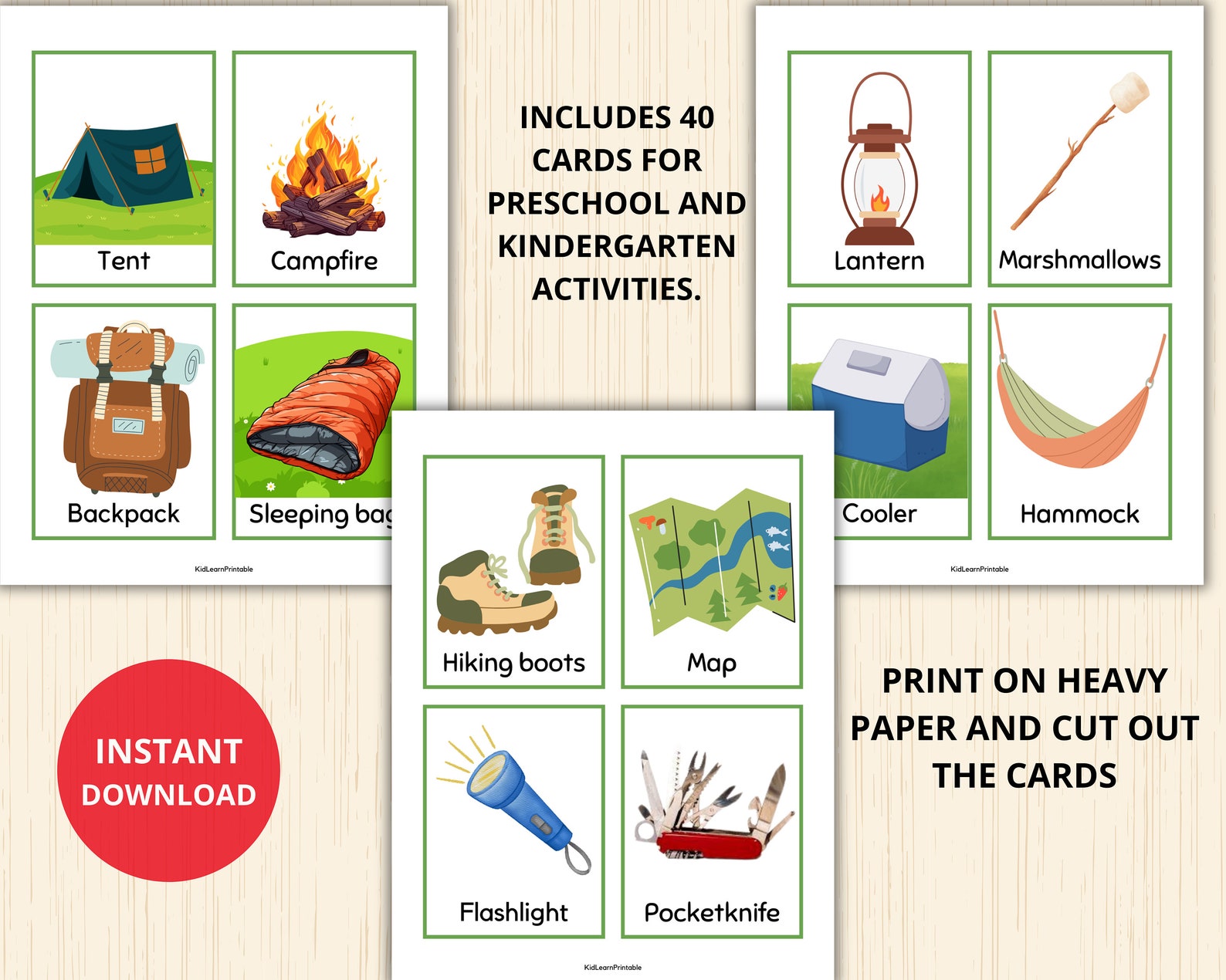 Camping Flash Cards,alphabet Flashcards,kindergarten Prek,seasonal ...