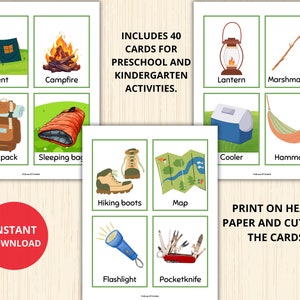 Camping Flash Cards,alphabet Flashcards,kindergarten Prek,seasonal ...